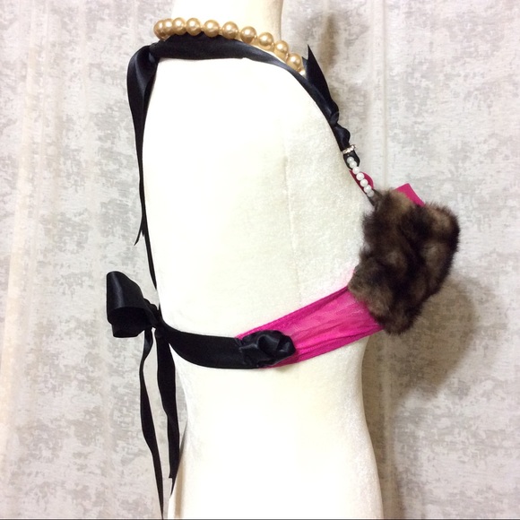 mine | Intimates & Sleepwear | Britney Striped Mink Fur Handcrafted Bra ...